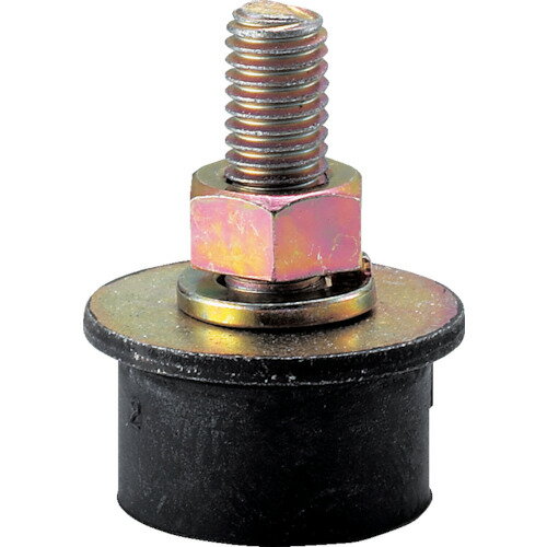 【特長】■高いばね定数のため、小型で大荷重用として使用できます。■傾斜配置など広い応用性を持っています。■六角ナット・スプリングワッシャー付です。■床面と直接接触するゴム表面は独特のパターンを持ち、接地効率と防振効果をより高めています。■ゴ...