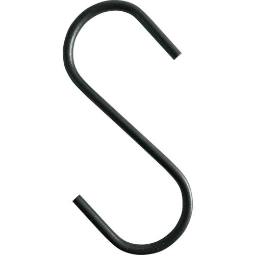 【特長】■スチール製S字フックです。【用途】■物の吊り下げ、引っ掛けとして。【仕様】■色：黒■使用荷重(kN)：0.15■D(mm)：4■L(mm)：75■S(mm)：22【材質・仕上】■スチール■表面処理：粉体塗装