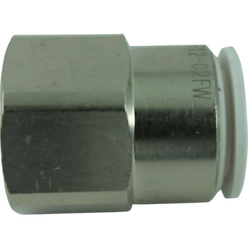 【特長】■PBT樹脂を採用し、スパッタ等の延焼事故を防止。■空気圧汎用型継手では初の軽量化を実現。【仕様】■適合チューブ外径D(mm)：12■接続口径：Rc1/4■六角対辺(mm)：21■使用圧力：1MPa(空気)、0.3MPa(水)■使用...