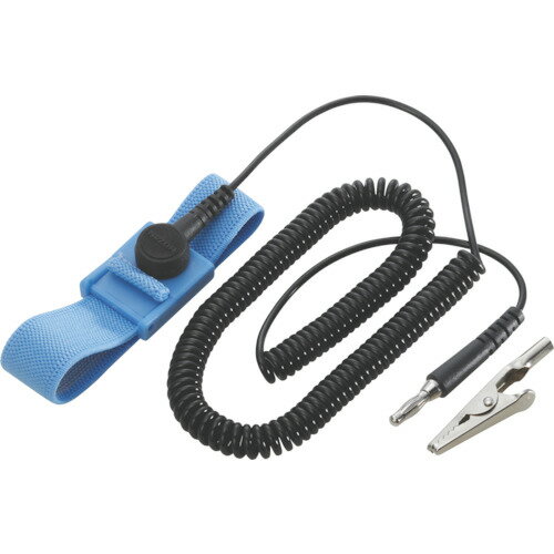 【特長】■手首に柔軟性のあるベルトを採用しています。■人体をつねに0電位に保ちます。■安価で使いやすいリストストラップです。【用途】■電子機器・精密機器組み立て作業での静電気除去。【仕様】■コード有効長(m)：1.5■コイル部長さ(cm)：...