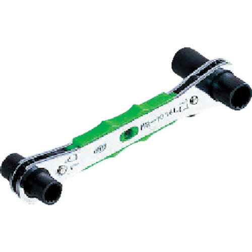 【特長】■1丁で4サイズに対応します。■狭い箇所での作業が容易な薄型ソケットを採用しています。■力が掛けやすく手にフィットする波型形状のグリップです。■グリップ部は作業現場で目を引くグリーンを採用し、軽量な樹脂製です。■安全ロープ取り付け穴...