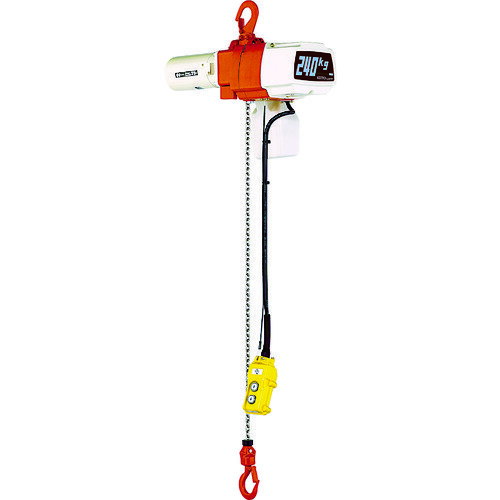 【特長】■商用電源（単相200V）でよりパワフルに使えます。■メカニカルブレーキ、上限リミットスイッチ、過巻防止装置付です。【仕様】■定格荷重(t)：0.24■標準揚程(m)：3■巻上速度(m/min)低速：2.4■巻上速度(m/min)高...