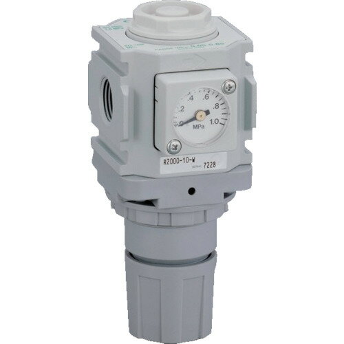 【特長】■空気の圧力を調整します。■圧力計埋め込み形のコンパクトレギュレータ（減圧弁）です。■圧力調整は片手でできます。ロックはワンプッシュで済みます。【仕様】■設定圧力(MPa)：0.05〜0.85■使用圧力(MPa)：1■処理空気流量(...