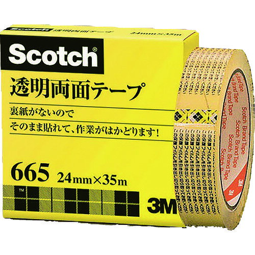 【特長】■裏紙(はく離紙)がなく使いやすい透明両面テープです。■透明な素材のテープで目立たずきれいに仕上がります。【用途】■ガラス面にポスターや掲示物などをはるときに。【仕様】■色：透明■幅(mm)：24■長さ(m)：35■厚さ(mm)：0...
