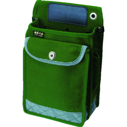 【特長】■丈夫な国産厚綿布を使用しています。■パラフィン防水加工を施しています。■ベルト通部分にヨレ止め付です。■前面にフタ付ポケットが付いています。【仕様】■色：OD■形状：送電工事向電工袋■幅(mm)：215■奥行(mm)：90■高さ(...