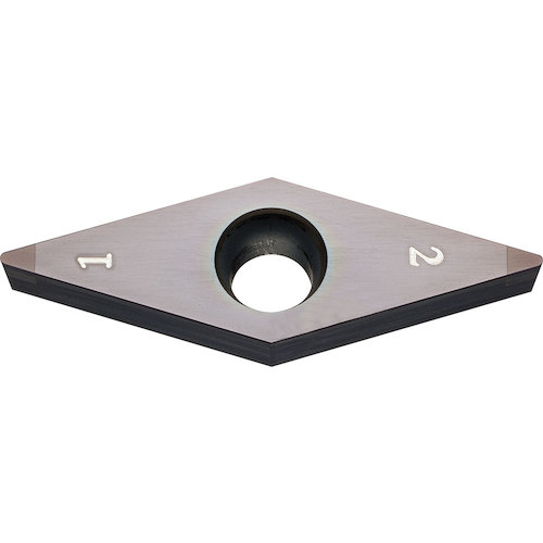 【特長】■新開発コーティング＋高靭性CBNにより、耐摩耗性と耐欠損性を両立しています。【用途】■旋削加工用。【仕様】■チップ形状：ひし形35°■厚さ(mm)：3.18■D1(mm)：2.8■汎用