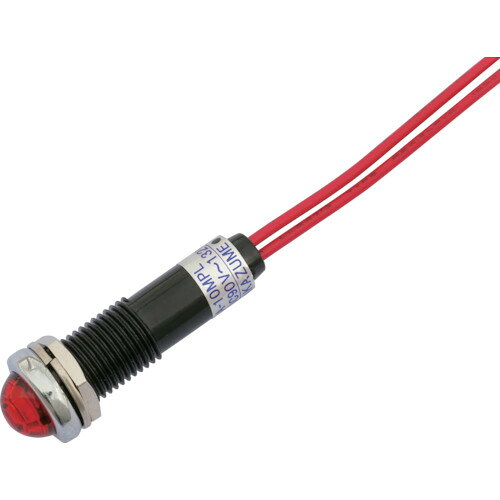 【特長】■抵抗器内蔵の高輝度LED表示灯です。■AC/DC100V用電源にダイレクトに接続出来ます。■パネルカット:φ10.2■発光色:赤■レンズ色:赤■長さ200mmのリード線(UL1430 AWG24)付です。【用途】■電源表示灯用■電...