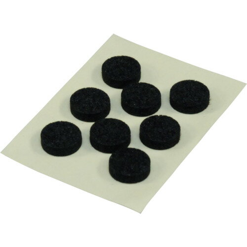 【特長】■使用しやすいサイズに加工されています。■粘着テープ付きなので簡単に貼れます。【用途】■スベリ止めに。【仕様】■色：黒■直径(mm)：10■高さ(mm)：3■粘着タイプ【材質・仕上】■天然ゴム　合成ゴム　、ナイロン