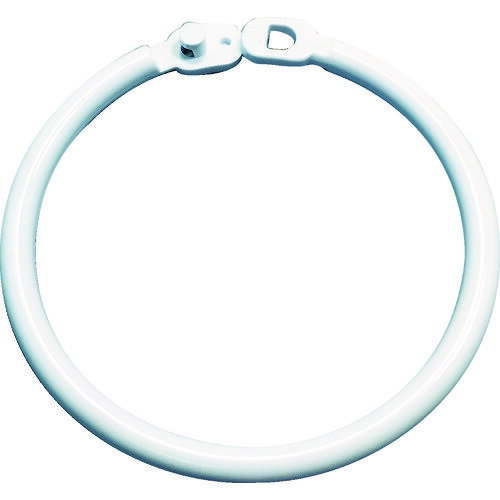 【特長】■リングを開いてカードを自由に抜き差しできます。【用途】■書類・カードの綴り。【仕様】■色：白■内径(mm)：57■線径(mm)：5■先端幅(mm)：8.5【材質・仕上】■ナイロン