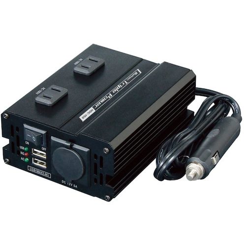 【特長】■24V車からAC100V・DC12V・USBが使えます。【仕様】■入力電圧(V)：DC24V■出力電圧(V)：AC100/DC12/DC5■定格出力：150W■最大瞬間出力：180W■出力波形：矩形波■出力周波数：55Hz■待機電...