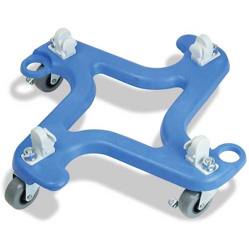 【特長】■最大積載量80kgのペール缶運搬キャリーです。■缶を上から押さえるだけの簡単装着。【用途】■ペール缶運搬用。【仕様】■色：ブルー■高さ(mm)：125■外径(mm)：400【材質・仕上】■PP樹脂＋ガラス繊維