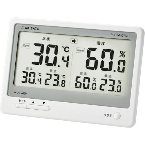 【特長】■室内の温度・湿度・最高最低温湿度を常時表示します。■大きな文字表示の卓上・壁掛け用デジタル温湿度計です。■設定した温度・湿度の上限、下限を超えるとブザー音とLEDでお知らせします。【用途】■室内での温湿度管理にご活用ください。【仕...