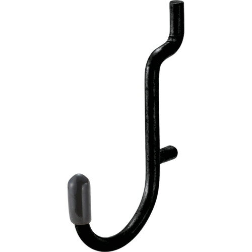 【特長】■パンチングボード用フックです。【用途】■工具の収納・分類に。【仕様】■色：黒■幅(mm)：5■奥行(mm)：45(34)■長さ(mm)：約52■キャップ色：黒■縦(mm)：52■パンチングボードパーツ【材質・仕上】■鉄（黒塗装）　