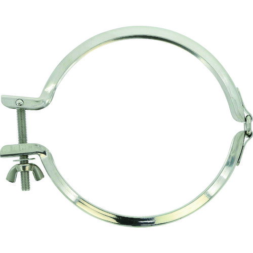 【特長】■Oリングをはさんで組み合わせる平面溝付きタイプのセパラブルフラスコを固定するバンドです。【用途】■120mm取付用。【仕様】■用途：120mm取付け用