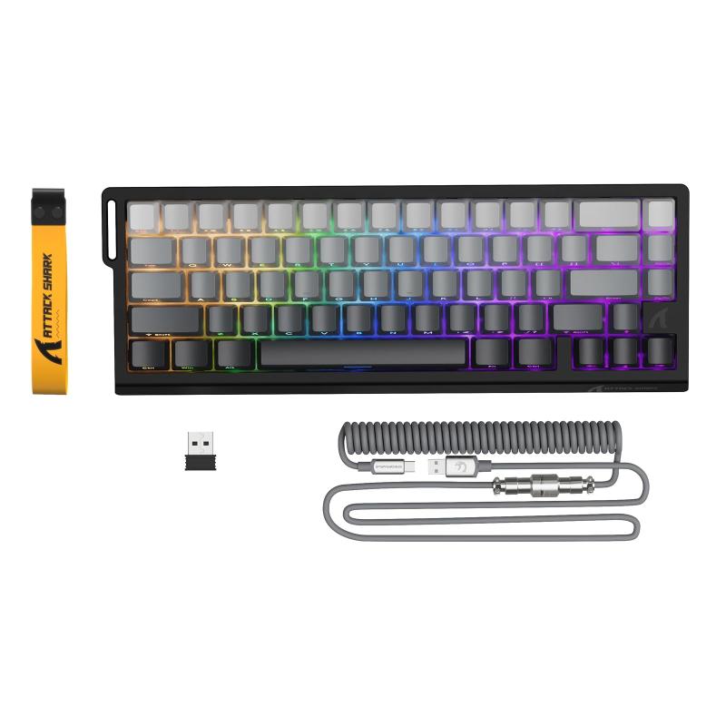 X68PRO HE ラピッドトリガーキーボード トライーモード Bluetooth/ワイヤレス/有線8K 磁気式アナログスイッチ 全キー0.01mmRT精度 8Kポーリングレート 128Kスキャン・レート コイルケーブル