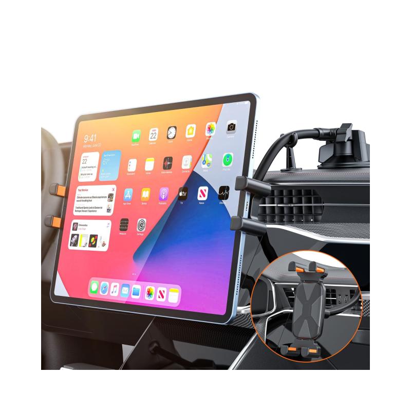 タブレットホルダー トラックや乗用車ドライバーに最適大型吸盤・真空吸着で落下なし/設置簡単/6～13インチ全機種対応・柔軟なアーム・多角度調節可能アーム android fire 対🚗大型吸盤で、しっかりと固定走行中のタブレ...