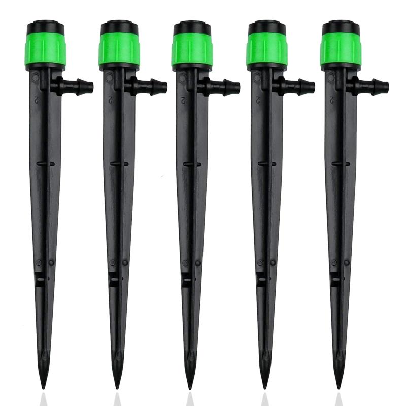 水やり当番 100個セット自動水やり器 自動給水キャップ 水遣り器 じょうろ 植物 盆栽 野菜 ガーデニング 分量調節 ペットボトル対応 留守用に（グリーン）調節可能な360度ドリップ灌漑エミッタ360°フルサークル8穴スプレーパターン、調...