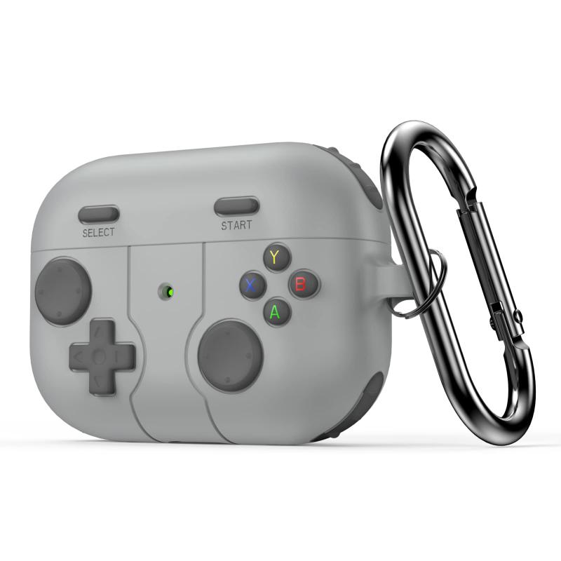 Airpods Pro ケース、ゲームパッドデザイン for Airpods Pro 2 ケース キーホルダー付き、Airpods Pro 第2世代 ケース(2023/2022/2019)用 シリコン保護ケース 耐衝撃 ワイヤレス充電対応 ...