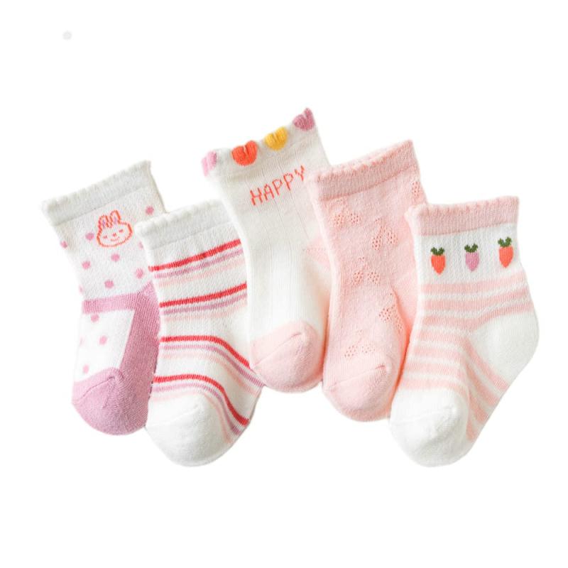 [] ベビー靴下 ソックス キッズ 赤ちゃん 靴下 夏 メッシュ素材 通気 速乾 靴下 春 秋 綿 性 柔らかい かわいい 男の子 女の子 5足セット 抗菌 通園通学サイズS 推奨足の長さ: 9-12cm 参考年齢: 0～12カ月，M推奨足...