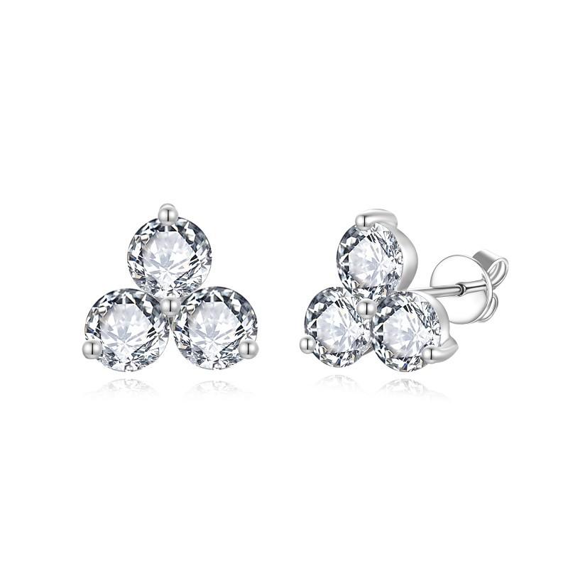 ・造型: 几何型・处理工艺: 镶钻・颜色: 共3ct/对・纯度: 925银・流行元素: 圆形, 几何・重量: 約 2.13g・耳针材质: 925银・风格分类: 清新甜美・产品类别: 耳饰・适用人群: 女式