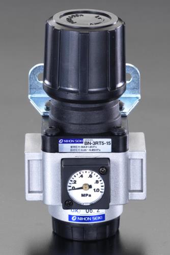 仕様：●メーカー:日本精器●型番:BN-3RT5-8●取付ねじ:Rc1/4”●呼び口径:8A●使用流体:空気●使用圧力:1.0MPa以下●設定圧力:0.05~0.85MPa●耐圧力:1.5MPa●周囲温度:5~60°C●全高:129mm●面...