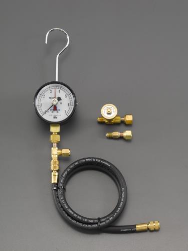 仕様：●メーカー:FUSO●型番:FS-850B●〈セット内容〉:4点セット ・φ75mm置針式圧力計(チーズアダプタ、フック付) ・開閉バルブ ・R410A用アダプタ ・ホース(1m)●圧力範囲:0~7MPa●開閉バルブサイズ:1/4”フ...