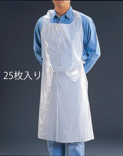 仕様：●サイズ:114×74cm●厚み:0.03mm●材質:エプロン:ポリエチレン肩紐:ポリエチレン腰紐:ポリエチレン●入数:25枚入り●用途:衣類の汚れを防ぐ●ネックハンガー式●簡単に脱着・耐水性抜群●エアコン、車等の洗浄時に使用して下さ...