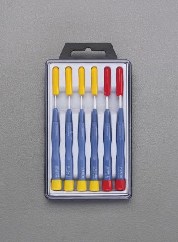 仕様：●:6本組(+)ビット:#0・#0(赤)(-)ビット:0.9・1.3・1.8・2.6mm(幅)(黄)●全長:105mm●絶縁、非磁性、非導電性商品画像に関する注意事項：●画像に数字等の情報が入っている場合は、　品番末尾が対象商品の画像...