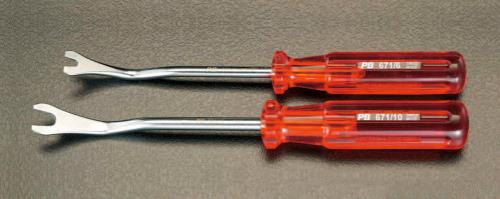 仕様：●メーカー:PBSWISSTOOLS●型番:PB671.CN●:2本組●EA604CE-1:全長:215mm、口幅:6mm●EA604CE-2:全長:230mm、口幅:9mm●車の内装の内張り外しに最適なクランプツールセット●内装とク...