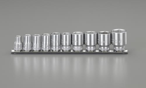 仕様：●メーカー:STAHLWILLE(スタビレー)●型番:※ESCOオリジナルセット品●差込角:3/8”●全長:25~35mm●手締めの際に便利な側面ローレット加工●対辺(mm):8・10・11・12・13・14・17・18・19・22●...
