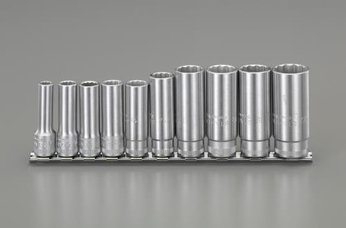 仕様：●メーカー:STAHLWILLE(スタビレー)●型番:※ESCOオリジナルセット品●差込角:3/8”●全長:54~65mm●手締めの際に便利な側面ローレット加工●対辺(mm):8・10・11・12・13・14・17・18・19・22●...