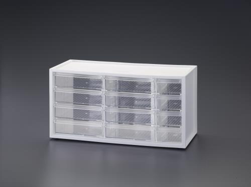 仕様：●サイズ(W×D×H)mm:378×154×189●引出し:4段×3列 (大×8個、小×4個)●引出しサイズ(W×D×H):大:133×133×37mm小:62×133×37mm●材質:ポリスチレン●重量:1.4kg●引出しが透明の為...