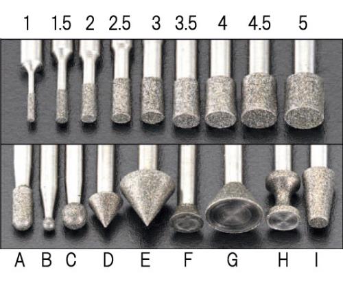 仕様：●:〈18本組セット〉・内面研削用(9本):(刃径×刃長): 1.0×3mm、1.5×4mm、2.0×4mm、2.5×5mm、 3.0×5mm、3.5×5mm、4.0×5mm、4.5×5mm、 5.0×5mm・型研削用(9本):(刃径...