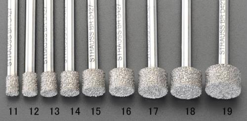 仕様：●刃径:16mm●刃長:10mm●全長:60mm●軸径:6.0mm●砥粒:ダイヤモンドパウダーD427●粒度:#50●材質:ブランク材(台金):クロムモリブデン●焼結タイプ●ファイバーグラスの加工に最適●V.B.(焼結)方式によるコー...