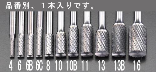仕様：●エンドカット付●軸径:6mm●刃径:4mm●刃長:16mm●全長:50mm●材質:タングステンカーバイド●適合材質:一般鋼、銅合金、銅、鍛鋼、鋳鉄、ステンレス、ニッケル合金、チタニウム●入数:1本入り●目の種類:ダイヤ目:多目的タイ...