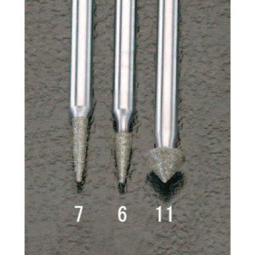 仕様：●刃径×刃長:2.5×6.9mm●全長:44.5mm●軸径:3mm●砥粒:ダイヤモンドパウダー●粒度:#140●入数:1本入り●電着タイプ商品画像に関する注意事項：●画像に数字等の情報が入っている場合は、　品番末尾が対象商品の画像とな...