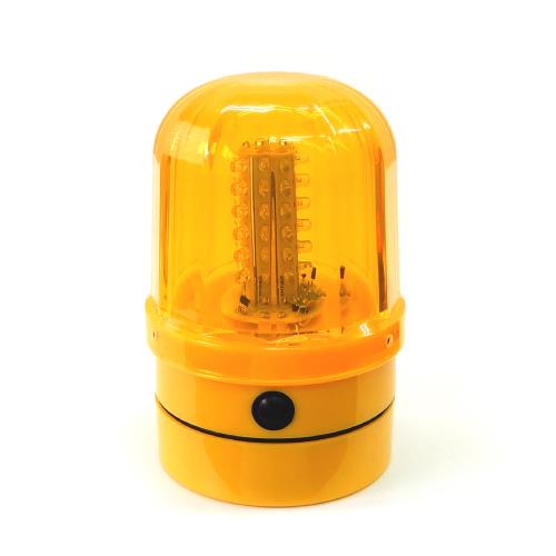 仕様：●電源:単1電池×2本(別売)●光源:LED球×30灯●サイズ:φ95×145(H)mm●重量:395g●材質:ABS樹脂●色:黄●保護等級:IP54●連続使用時間:回転時:200時間●底部にマグネット付●暗闇時、約200m視認可能な...