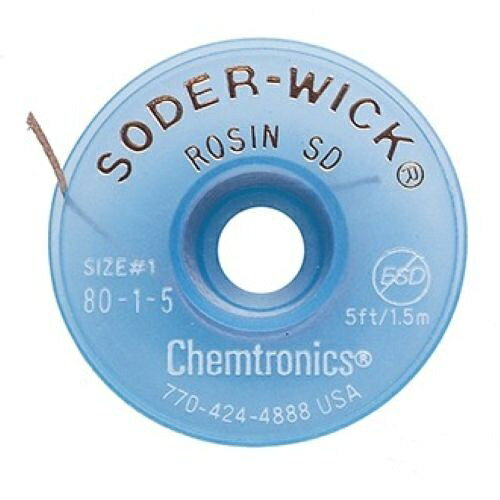仕様：●幅:0.9mm●入数:1個●長さ:1.5m●用途:SMD●細い撚り線にフラックスをしみこませた半田吸取りワイヤー●ハンダゴテで加熱。簡単にハンダを除去。●生産ライン、研究所、フィールドメンテナンス、コンパクトなソダーウィックは場所を...