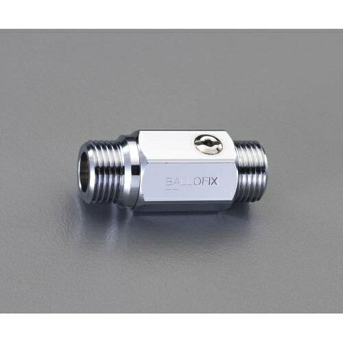 仕様：●最高圧力:1.0MPa(水圧)●使用流体:水●使用温度:0~100°C●入口ねじ:R1/2”●出口ねじ:R1/2”●全長:64mm●重量:160g●ボール口径:8.0mm●六角穴径:3mm●材質:本体:真鍮(クロムメッキ)●狭い通路...