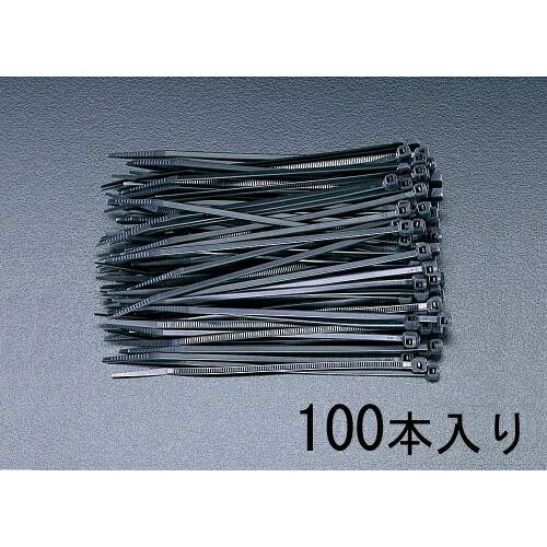 仕様：●全長:100mm●幅:2.5mm●厚み:1.0mm●最大径:20mm●最小径:3mm●ループ引張強度:8kgf●使用温度範囲:-40~85°C●材質:ナイロン66●入数:100本●カーボン粒の添加により耐紫外線に優れ、屋外の天候条件...