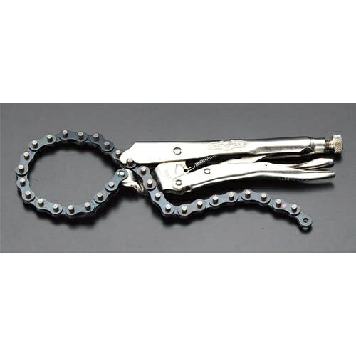 仕様：●材質:スチール●全長:220mm●チェーン長:455mm●チェーン幅:16mm●クランプ全長:225mm●重量:740g●使用方法:1.対象物にチェーンをまわして掛け、チェーンの適度な所で顎部のチャンネル部とフック部分にチェーンを通...