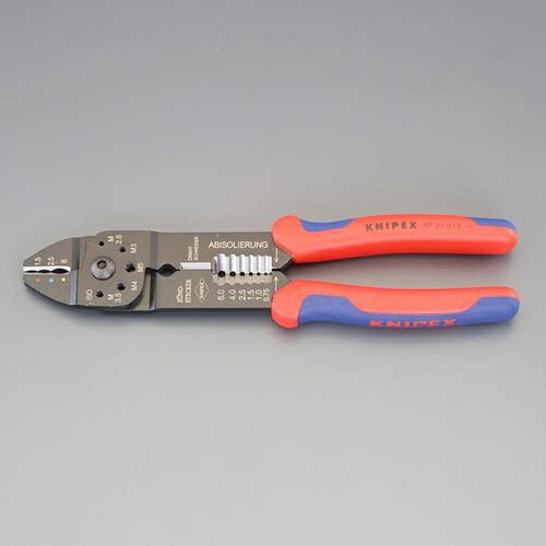 仕様：●メーカー:KNIPEX(クニペックス)●型番:97 21 215●対応端子:絶縁被覆付圧着端子、スリーブ●圧着範囲:0.5~1.5、1.5~2.5、2.5~6mm2(AWG:20~16、16~14、14~10)●全長:230mm●ハ...