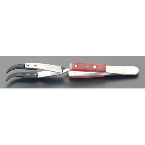 仕様：●先端:曲・鋭・特殊●先端幅:1.4mm●全長:150mm●耐熱温度:240°C●材質:チップ:ポリアミド系合成繊維(ESD)ハンドル:ステンレス●最小掴み幅:14mm●逆作用型●先端1.0mm溝付●※14mm以下の物は掴めません。商...