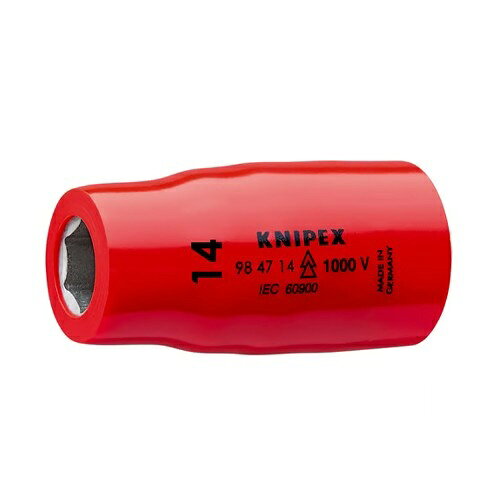 仕様：●メーカー:KNIPEX(クニペックス)●型番:98 47 14●差込角:1/2”●全長:55mm●サイズ:14mm●外径:24.5mm●材質:クロムバナジウム鋼、クロムメッキ仕上げ●重量:67g●1000V絶縁商品画像に関する注意事...