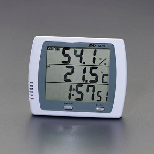 仕様：●メーカー:エー・アンド・デイ●型番:AD-5681●測定範囲:温度:-10~50°C 湿度:20~100%RH●分解能:温度:0.1°C、湿度:0.1%RH●電源:単4電池×2本(付属)●サイズ:112(W)×37(D)×90(H)...