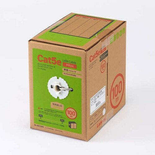 仕様：●メーカー:エレコム●型番:LD-CT2/LG100/RS●カテゴリー:5e準拠●長さ(m):100●カラー:ライトグレー●規格:Cat5e対応(10BASE-T、100BASE-TX、1000BASE-T)●伝送帯域:100MHzま...