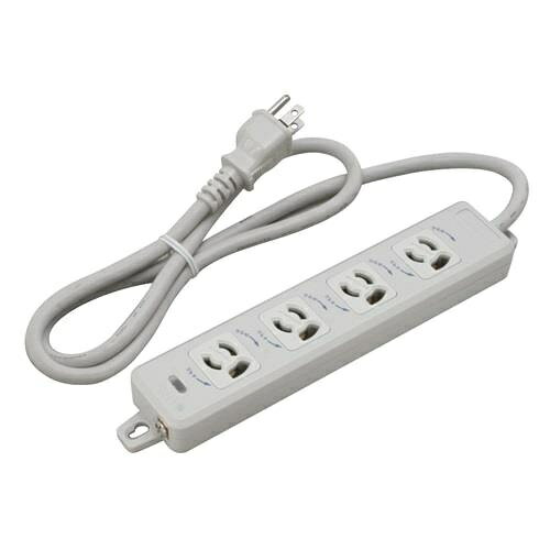 仕様：●メーカー:明工社●型番:MR7904TJ1●定格:15A・125V(1500W)●コンセント:接地2P(抜止)×4口●プラグ:接地2P(耐トラッキング)●プラグ色:白●サイズ:44×241.5×25.5mm●コード長:1m●横形OA...