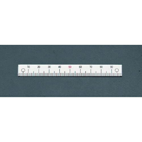 仕様：●メーカー:イマオコーポレーション●型番:ES1N-D100R●全長:100mm●目印マーク間:90mm●目印マーク数:2●目盛読取方向:右(下目盛)●材質:アルミ(A1050P)●重量:1.6g●接着タイプ(シール式)●目盛り彫り込...