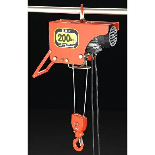 仕様：●メーカー:スリーエッチ●型番:ZS200●電源:100V、250W●揚程:6m●吊揚速度:6m/分●操作コード:5m●電源コード:3m●定格荷重:200kg●ワイヤー長:12m●ワイヤー太さ:4mm●最短フック距離:480mm●フッ...
