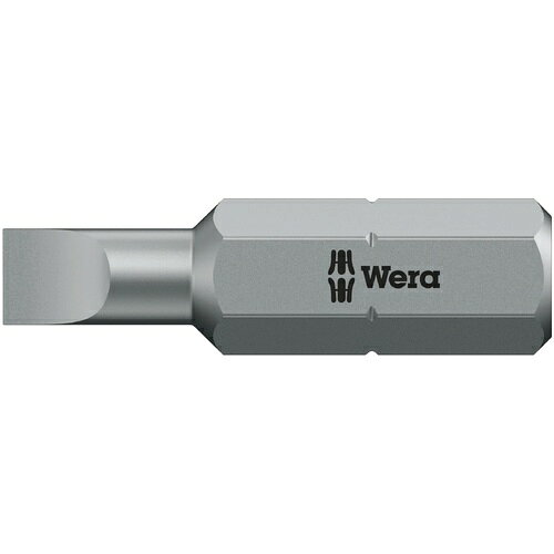 特長：800/1 Z マイナスビット。スロットネジと汎用の堅牢ビスカスWeraビットです。6.35mm(1/4”)六角形、DIN ISO 1173-D 6.3に準拠したホルダーに適しています。丈夫で耐久性があり、硬質材料向け。マイナスネジ用...